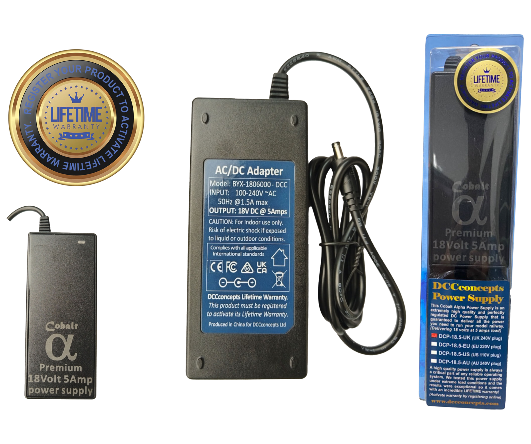 DCC Concepts DCP-18.5.UK 18V DC, 5A DC/DCC Power Supply – 2.5mm DC plu